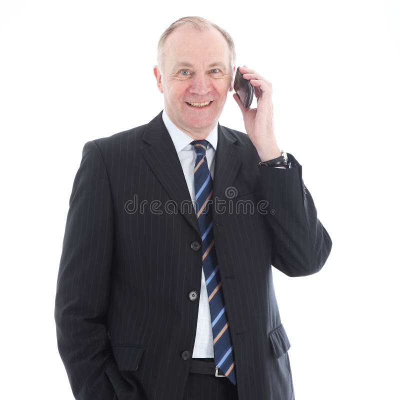 Happy Friendly Businessman on Mobile Stock Photo - Image of corporate ...