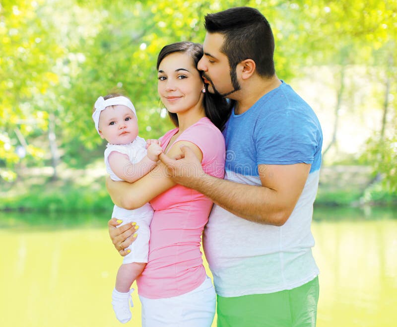 Happy Friendly Family in Summer Day Stock Photo - Image of beautiful ...