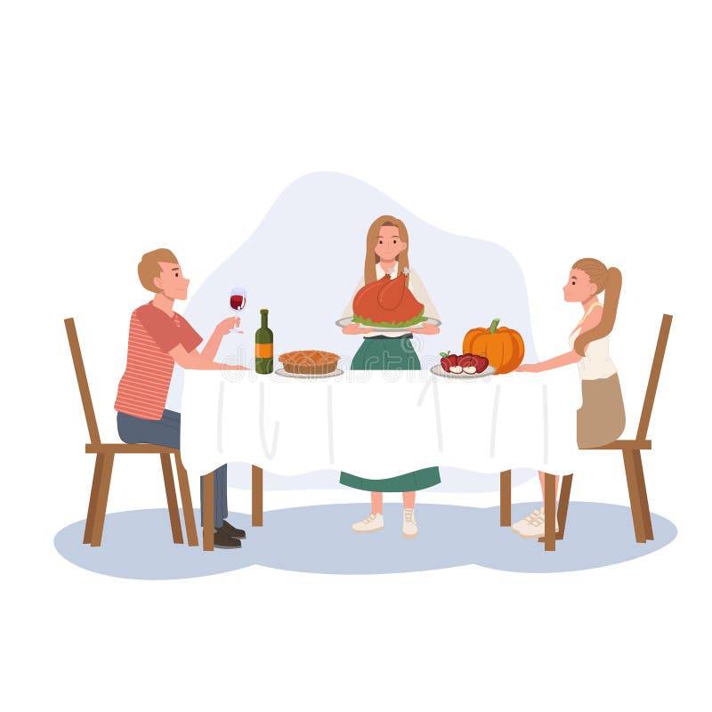 Happy Friends Enjoying Thanksgiving Dinner.Thanksgiving Celebration ...