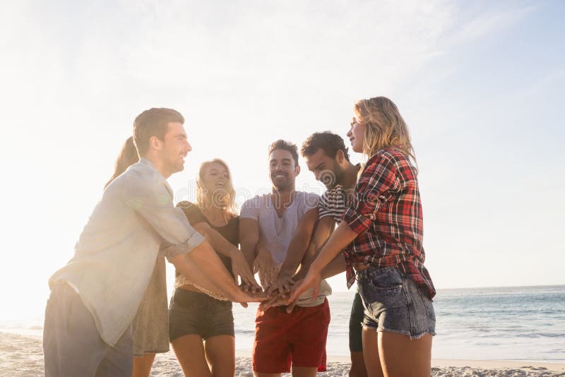 Happy Friends Gathering Hands Stock Photo - Image of female, gesture ...