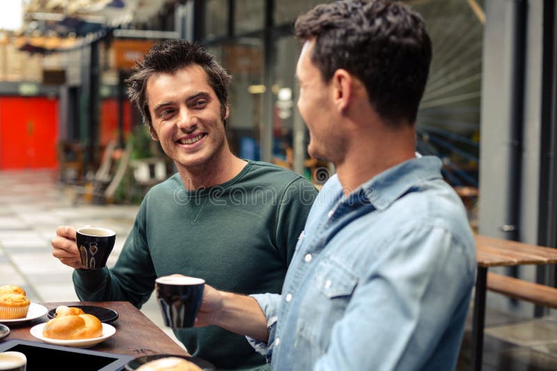 Happy Friends Having Coffee Together Stock Image - Image of coffee ...