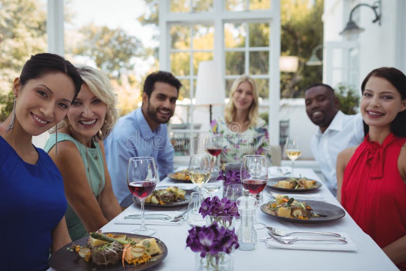 Happy Friends Having Lunch Together in Restaurant Stock Image - Image ...