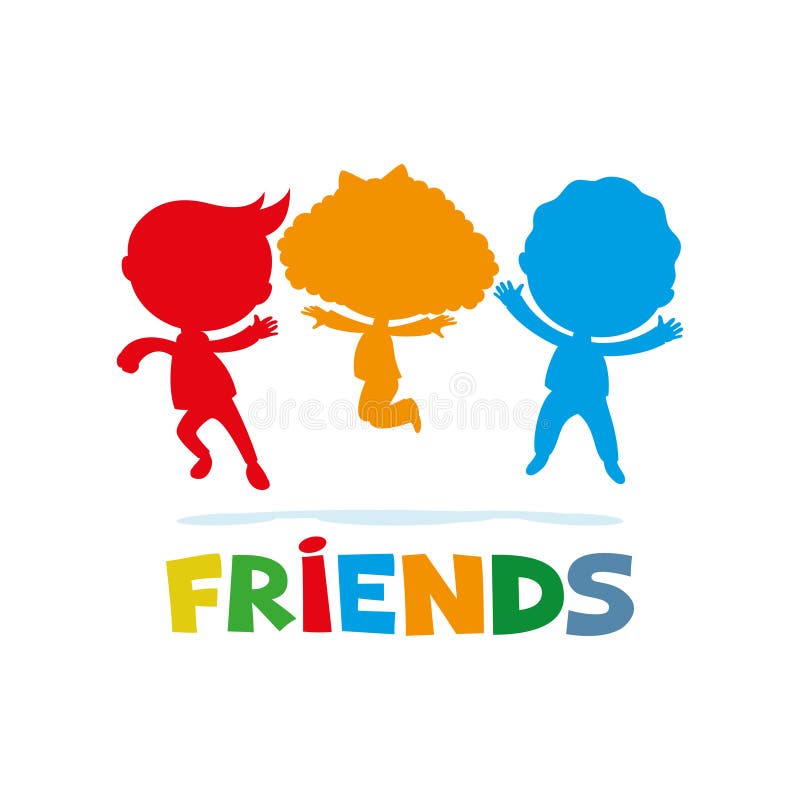 Happy Friends Holding Hands in a Jump Stock Vector - Illustration of ...