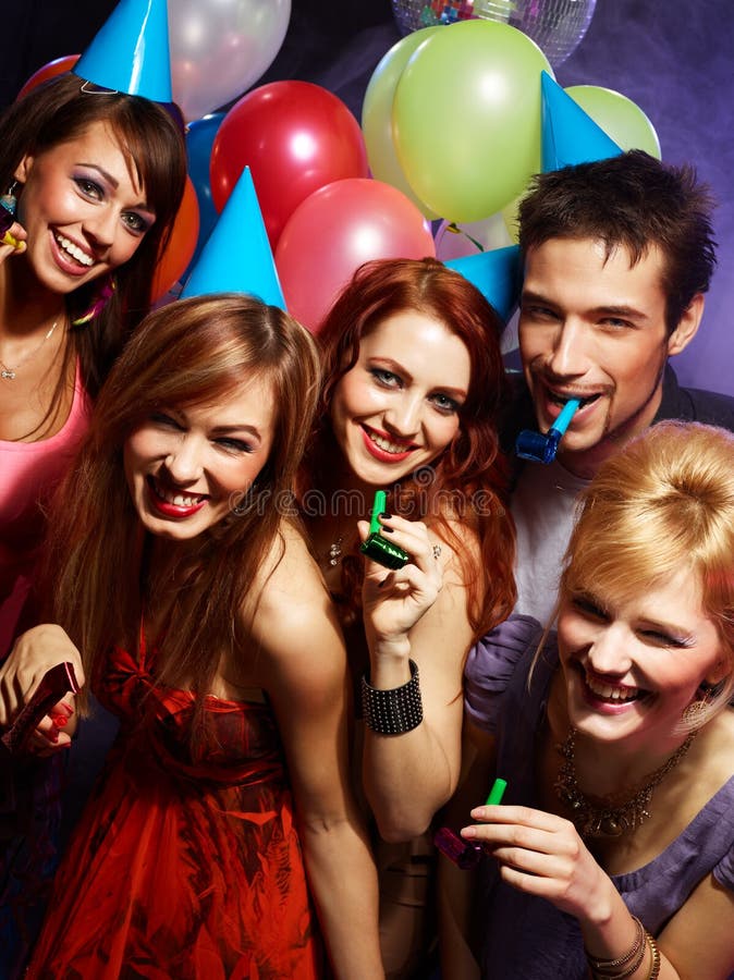 Happy friends on a party stock photo. Image of girls - 24215532