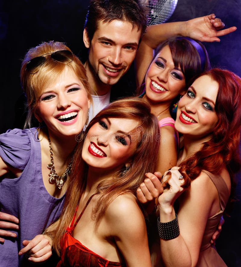 Happy friends on a party stock photo. Image of club, cute - 30489238