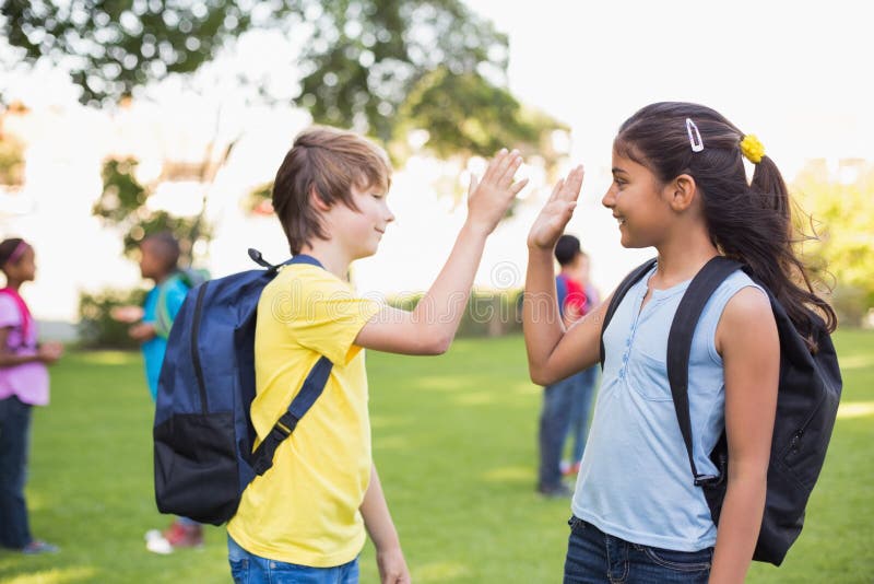 Happy Friends Playing in the Park Stock Image - Image of friendship ...