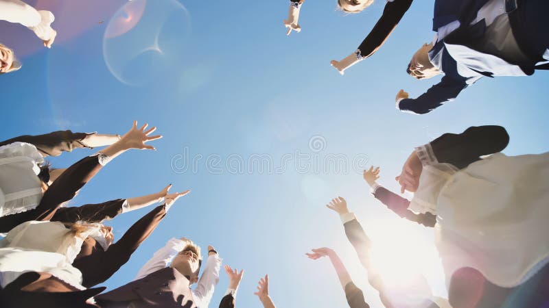 Happy Friends Students Join Hands Together. the Concept of a Friendly ...