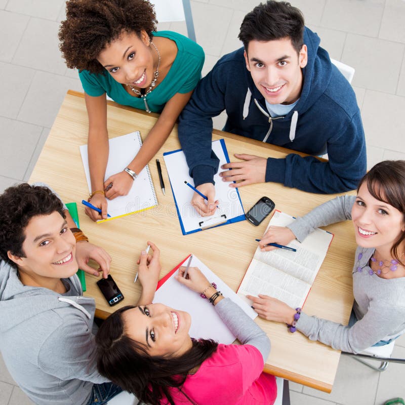 Happy Friends Studying Together Stock Photo - Image of learning, afro ...