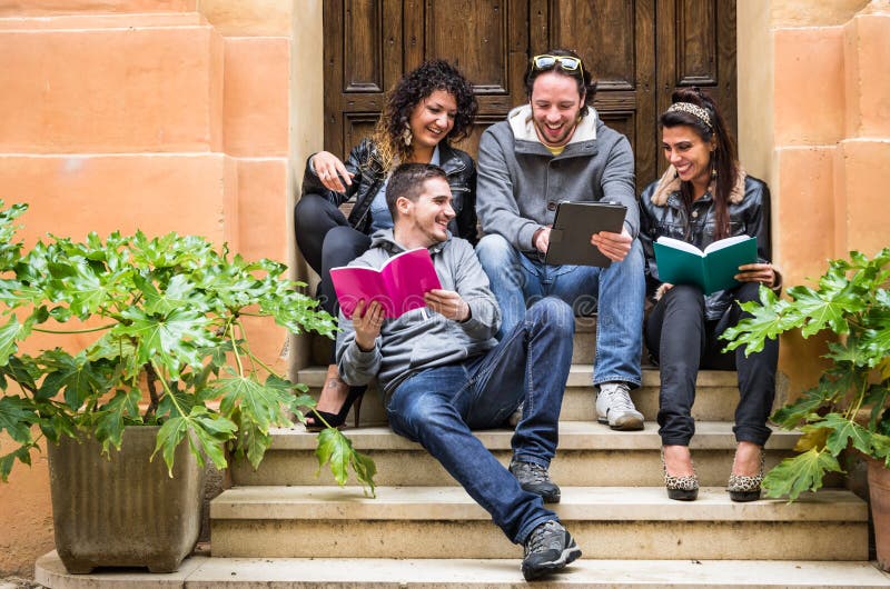Happy Friends during a University Break Stock Photo - Image of couple ...