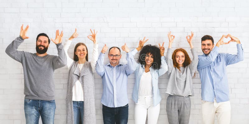 Cheerful Funny Millennials Posing with Different Gestures Stock Image ...
