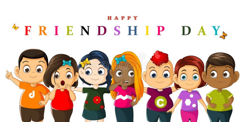 Happy Friendship Day with Illustration of Happy Kids Together Stock ...