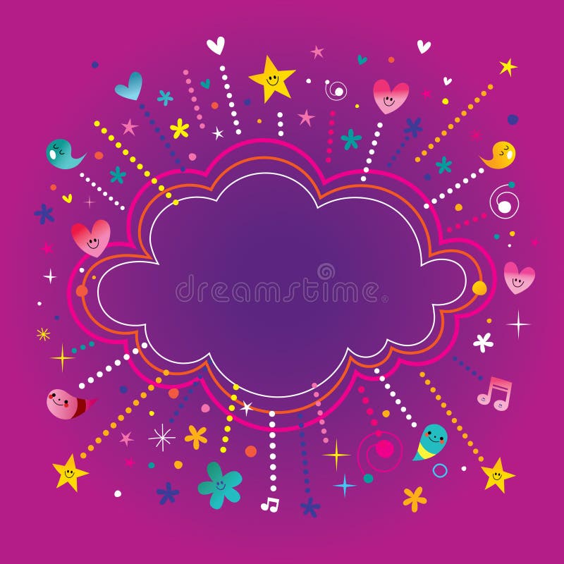 Happy Fun Bursts Explosion Cartoon Cloud Shape Banner Frame Stock ...