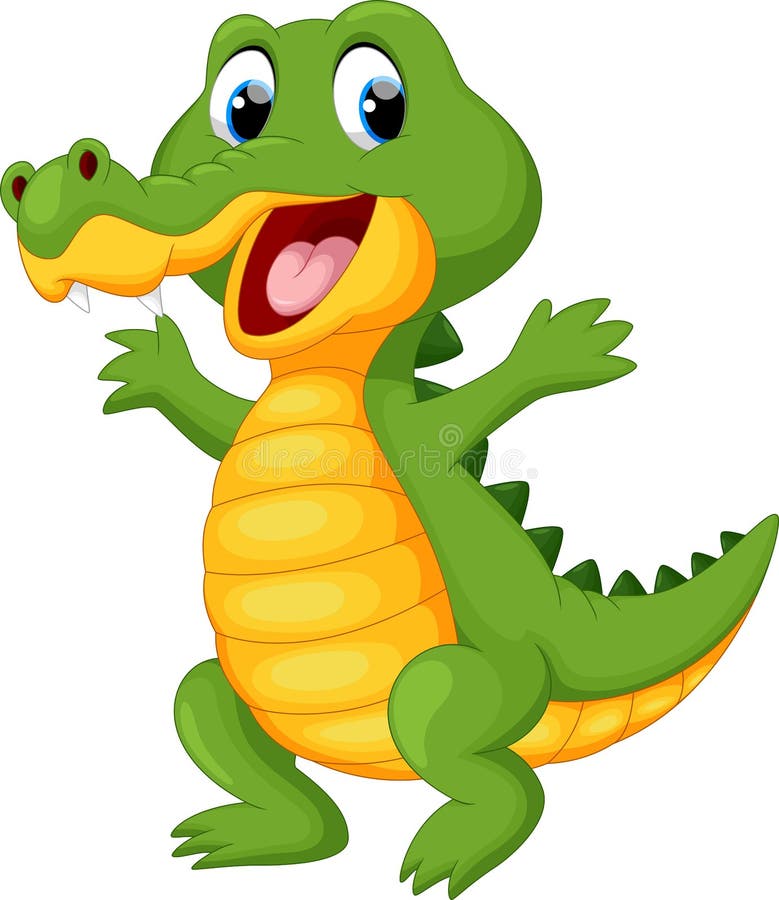 Happy Fun Crocodile Cartoon Stock Illustration - Illustration of line ...