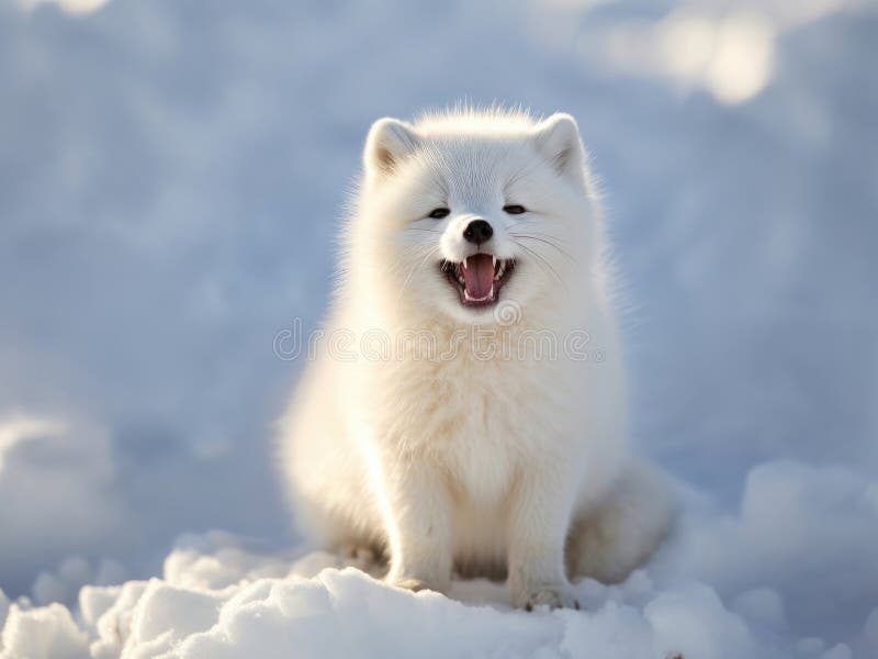 Happy and funny arctic fox stock illustration. Illustration of predator ...