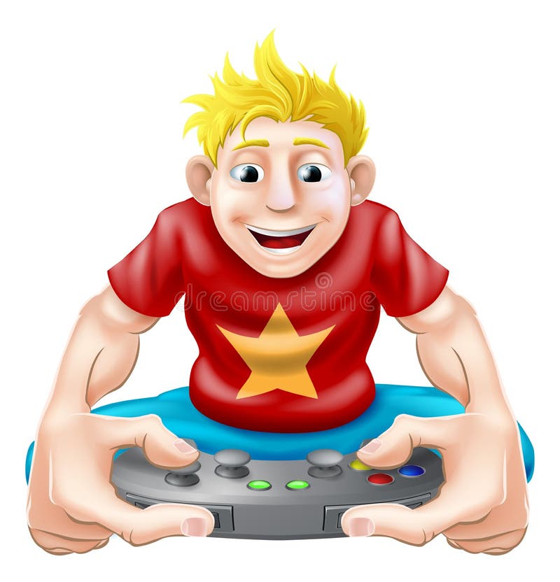 Happy gamer stock vector. Illustration of addict, male - 28387602