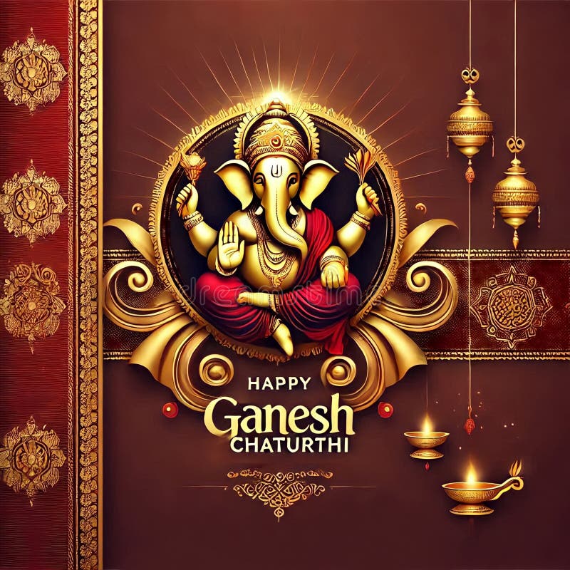 Happy Ganesh Chaturthi Vector Design Stock Illustration - Illustration ...