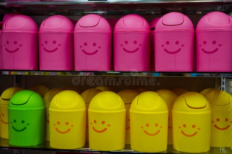 Happy garbage bins stock photo. Image of green, rainbow - 59430804