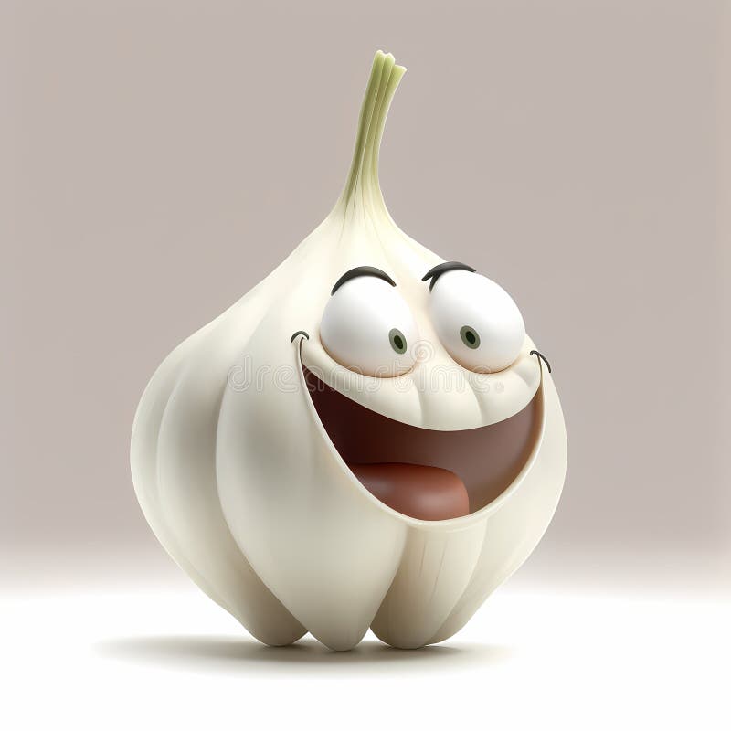 Happy Garlic Cartoon. Generative AI Stock Illustration - Illustration ...