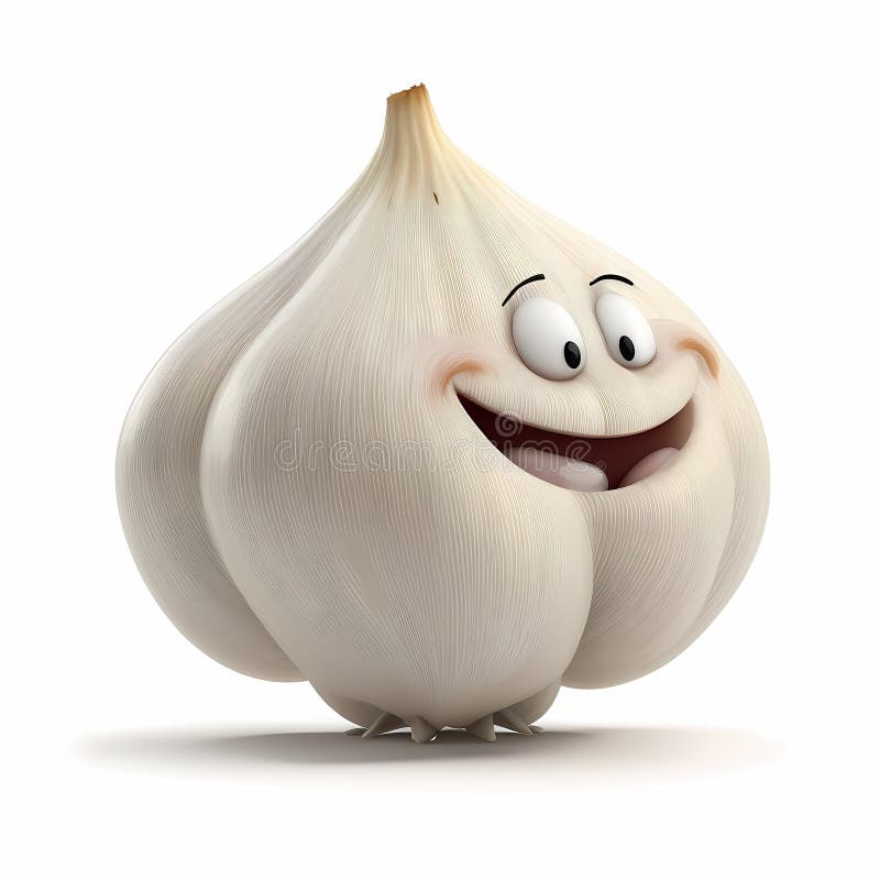 Happy Garlic Cartoon. Generative AI Stock Illustration - Illustration ...