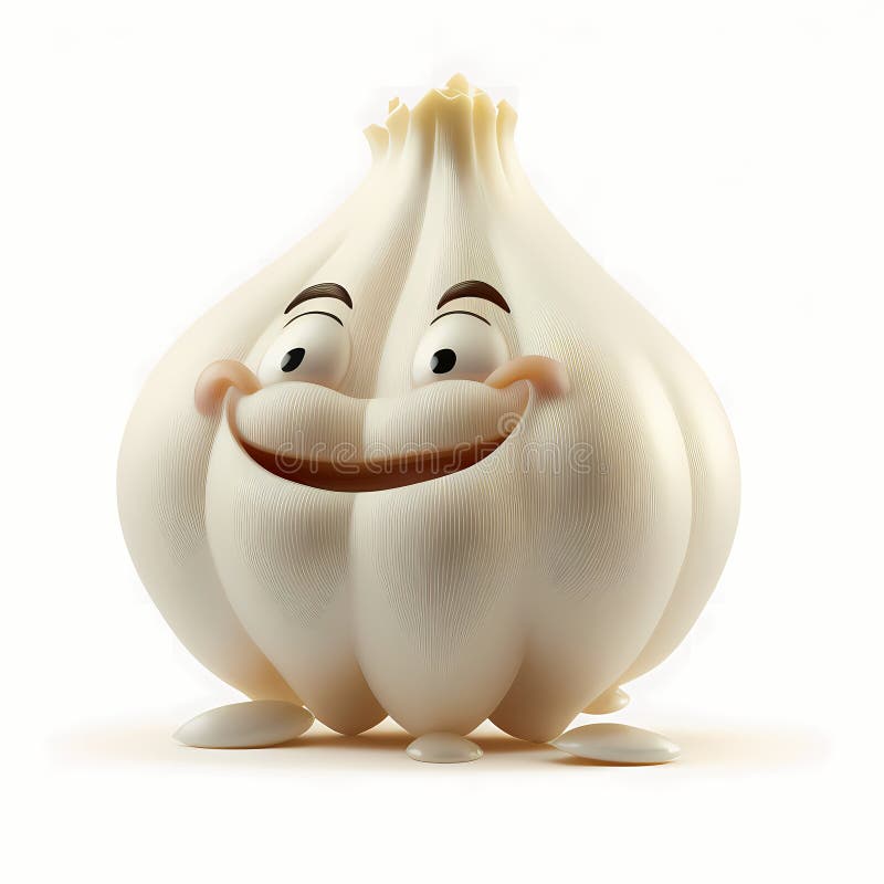 Happy Garlic Cartoon. Generative AI Stock Illustration - Illustration ...