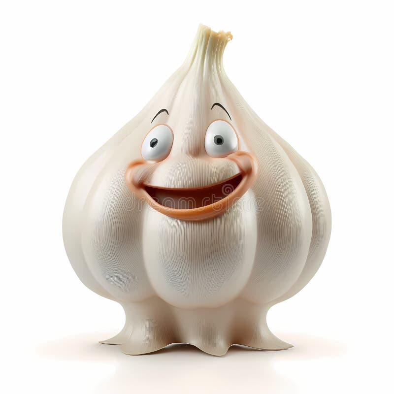 Happy Garlic Cartoon. Generative AI Stock Image - Image of smile, cute ...
