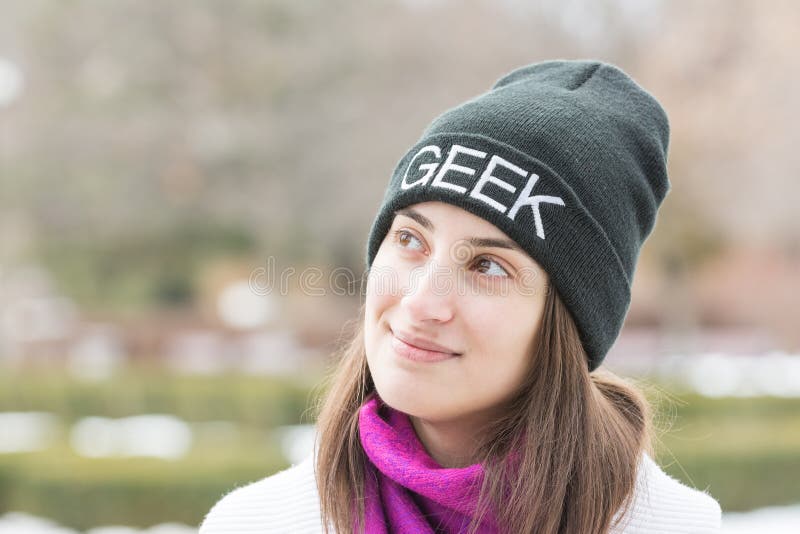 Happy Geek Girl Portrait stock photo. Image of portrait - 37899312