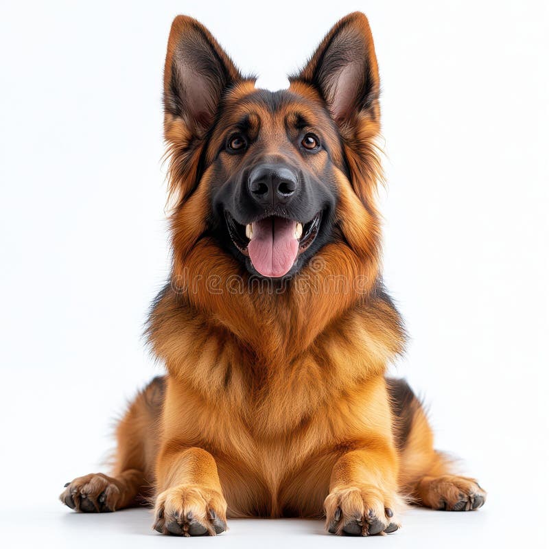 Happy German Shepherd Dog Portrait White Background Stock Illustration ...