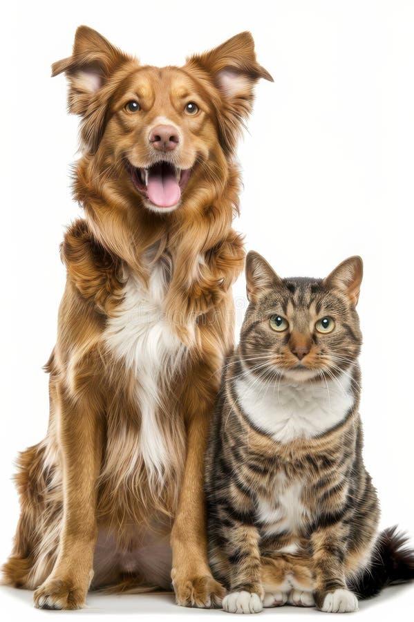 A Happy German Shepherd Dog and a Tabby Cat Lying Together, Both ...
