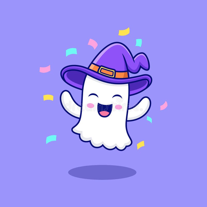 Happy Ghost Cartoon with Cute Pose Stock Vector - Illustration of ...