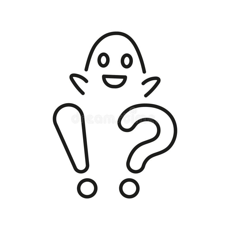 Happy Ghost with Exclamation and Question Mark Line Icon. Surprised and ...