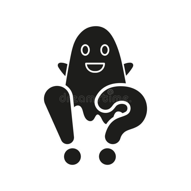Happy Ghost with Exclamation and Question Mark Silhouette Icon ...