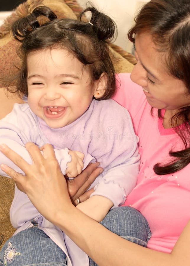 Happy, Giggling baby girl stock image. Image of life, sleep - 650101