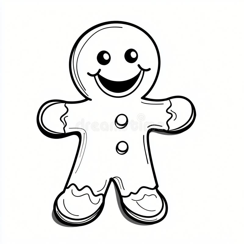 Happy Gingerbread Man Christmas Cookie Illustration Ai Generated Stock Illustration