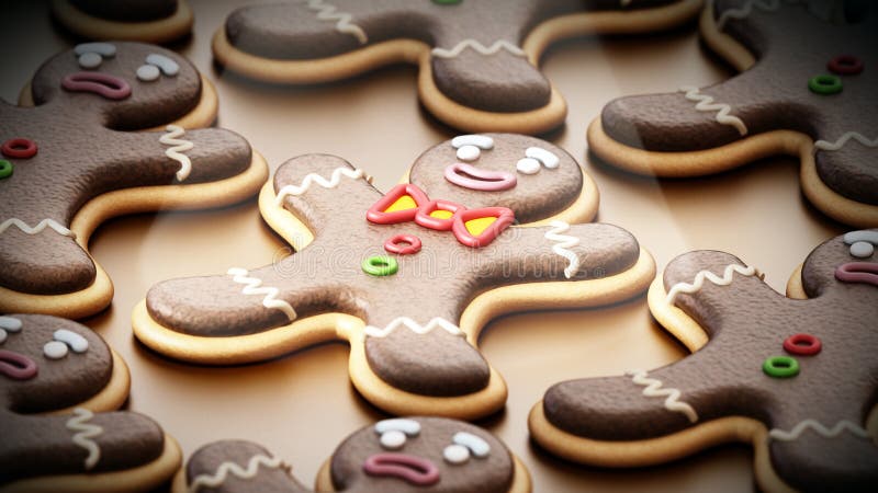 Happy Gingerbread Man Cookie Stands Out in the Crowd. 3D Illustration ...