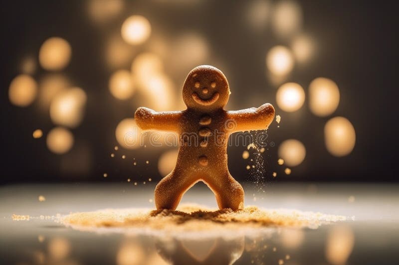 A Happy Gingerbread Man Dancing on the Kitchen Table. Generative AI ...