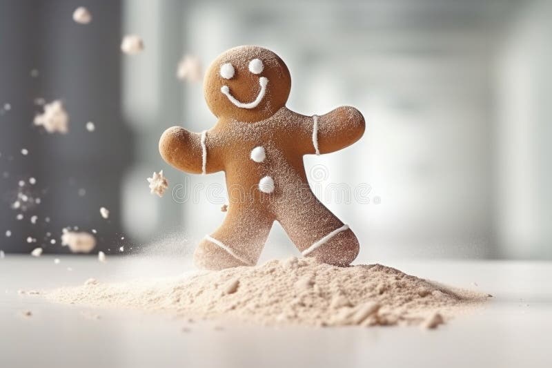 A Happy Gingerbread Man Dancing on the Kitchen Table. Generative AI ...