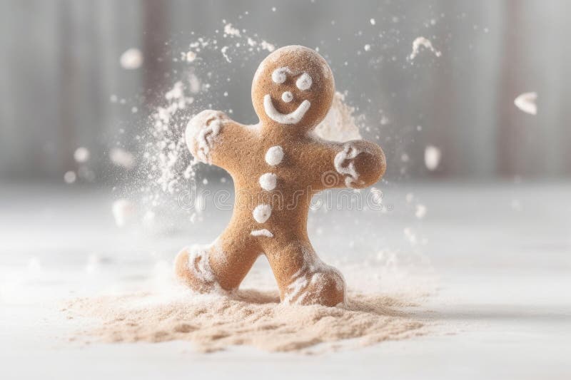 A Happy Gingerbread Man Dancing on the Kitchen Table. Generative AI ...