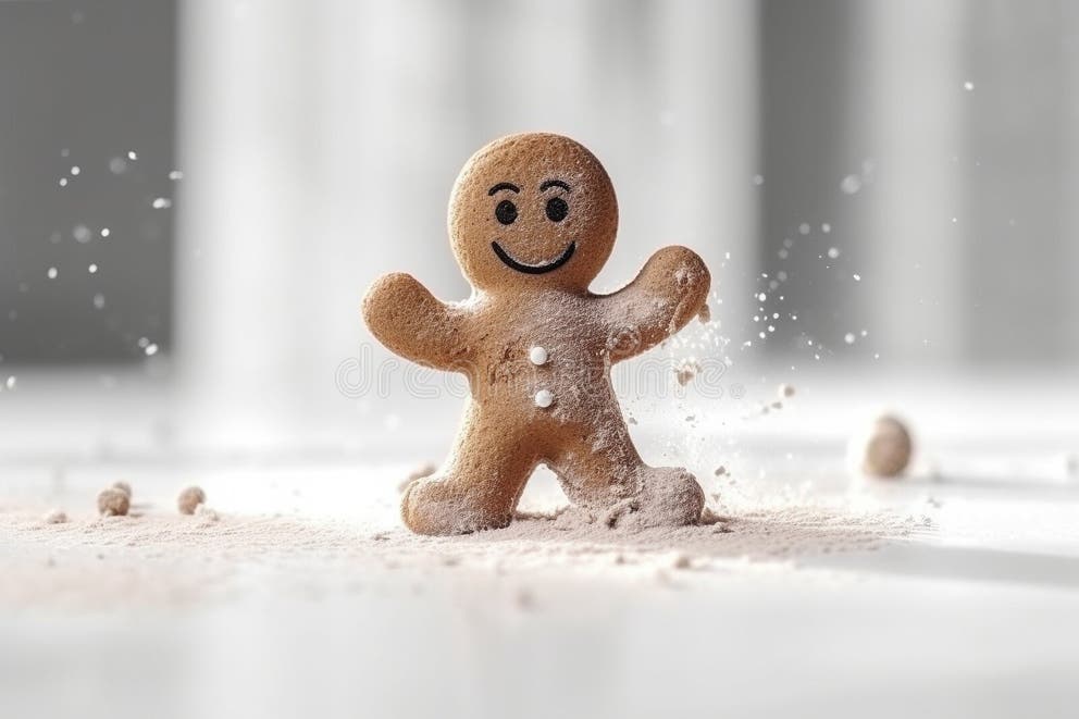 A Happy Gingerbread Man Dancing on the Kitchen Table. Generative AI ...