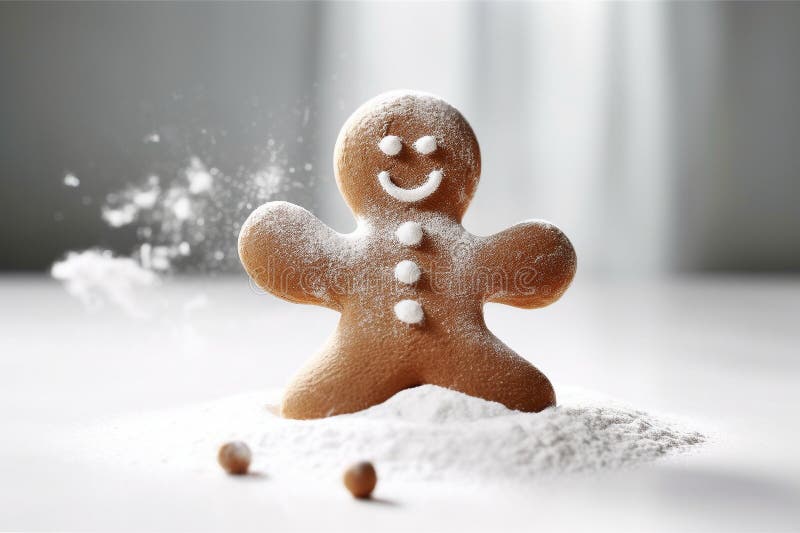 A Happy Gingerbread Man Dancing on the Kitchen Table. Generative AI ...