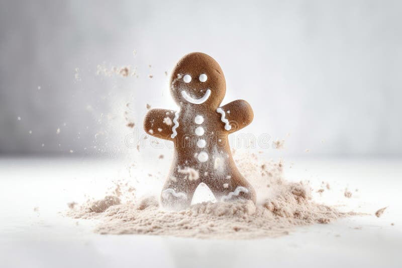 A Happy Gingerbread Man Dancing on the Kitchen Table. Generative AI ...