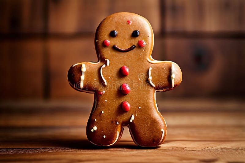Happy Gingerbread Man a Small Gingerbread Man with a Smiling Fa Stock ...
