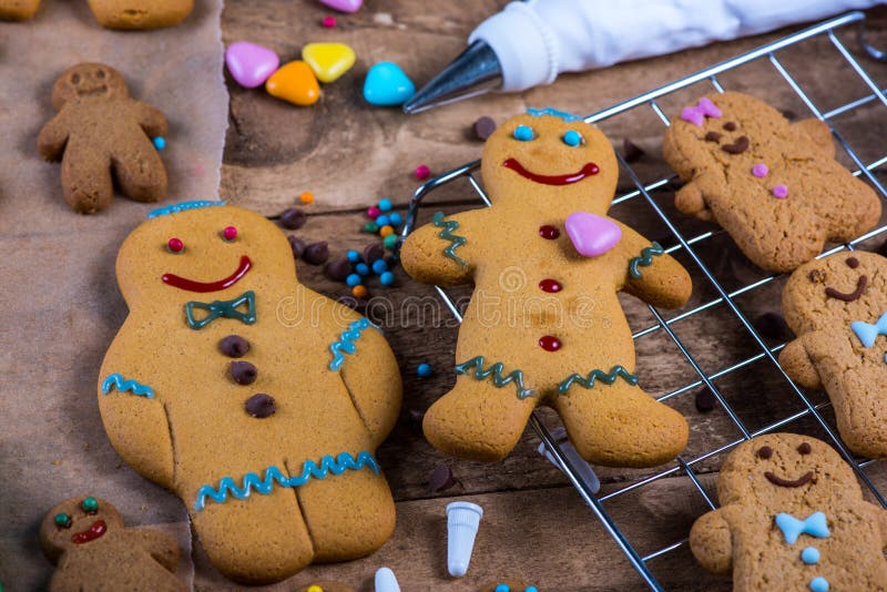 Happy Gingerbread Man on Table Stock Image - Image of traditional ...