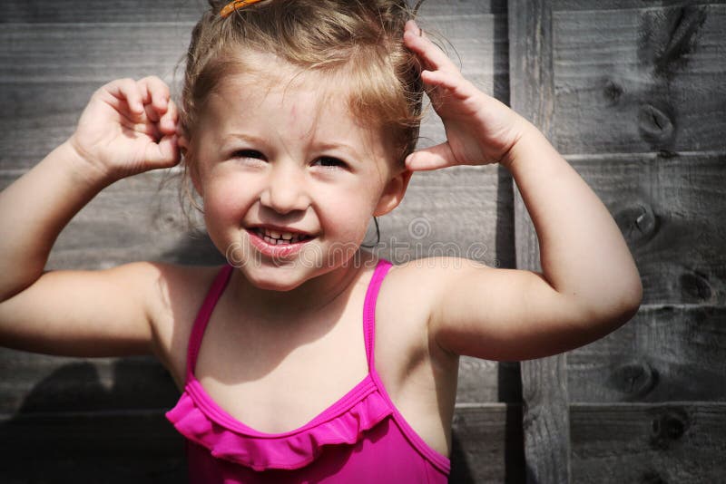 Happy girl stock image. Image of summer, pink, girl, smile - 15007485