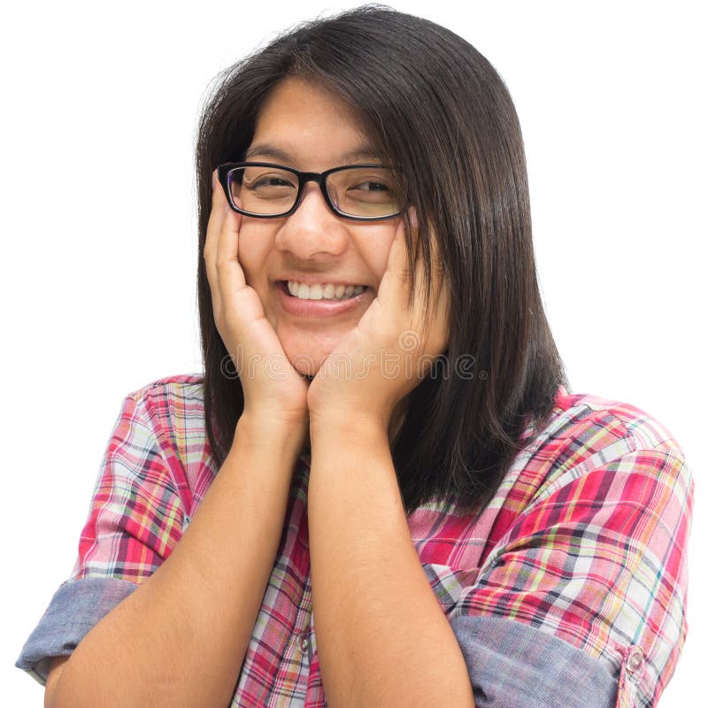 Happy girl stock image. Image of plaid, glad, indoor - 27778525