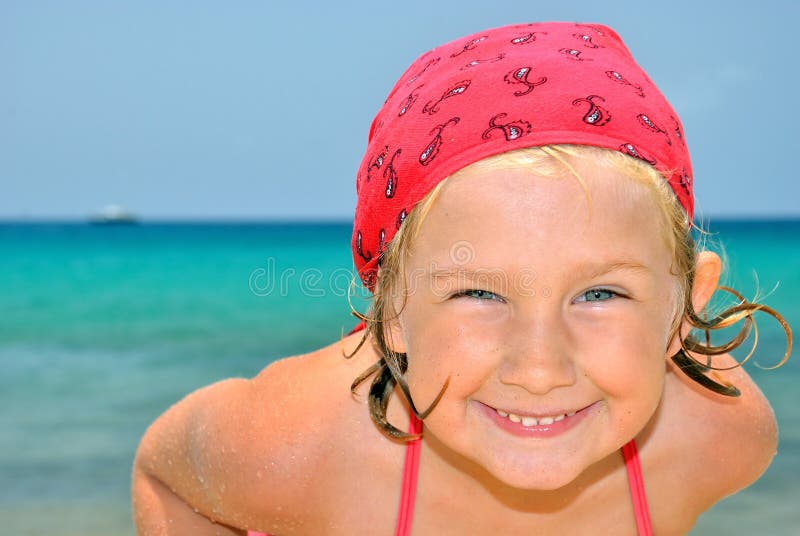 Happy girl on the beach stock image. Image of child, happy - 20022721