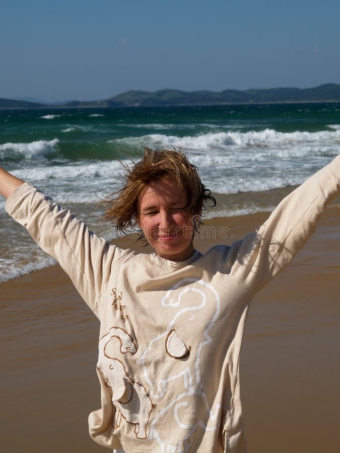 Happy girl on the beach stock image. Image of beach, romance - 2601527