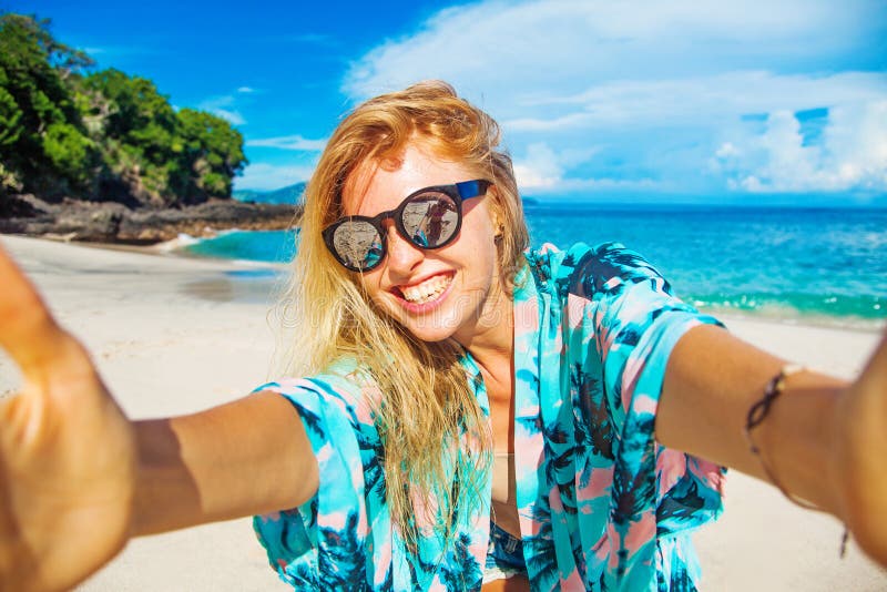 Happy girl on a beach stock image. Image of happiness - 61743709