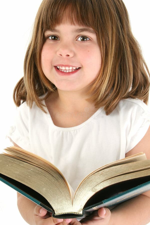 Happy Girl with Big Book stock image. Image of encyclopaedia - 353257