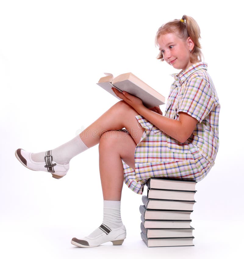 Happy girl with books. stock photo. Image of expression - 15193332