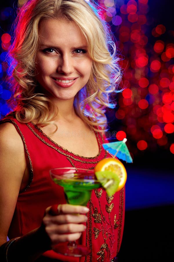 Girl with cocktail stock image. Image of gladness, female - 12084879